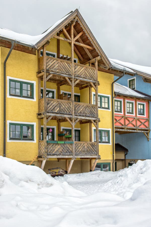 Hotel on Ski Resort in Austrian Alps Stock Image - Image of chalet ...