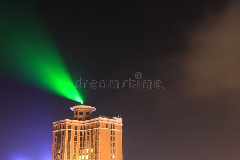 Hotel with Spotlight at Night Stock Image - Image of architecture ...