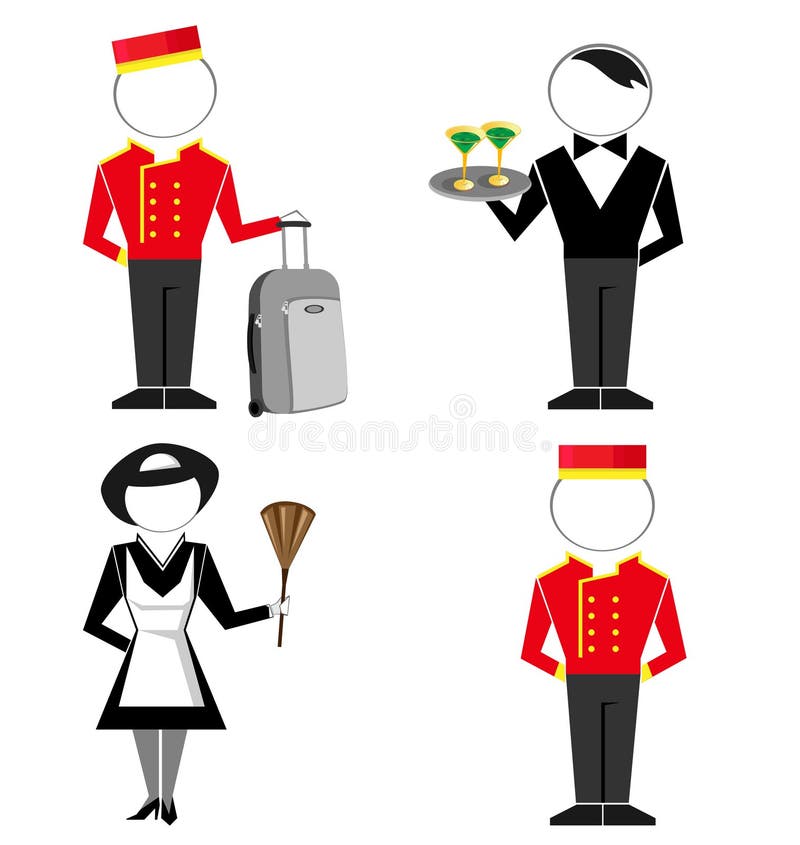 Hotel Staff People Vector Illustration Set, Cartoon Flat Hospitality ...