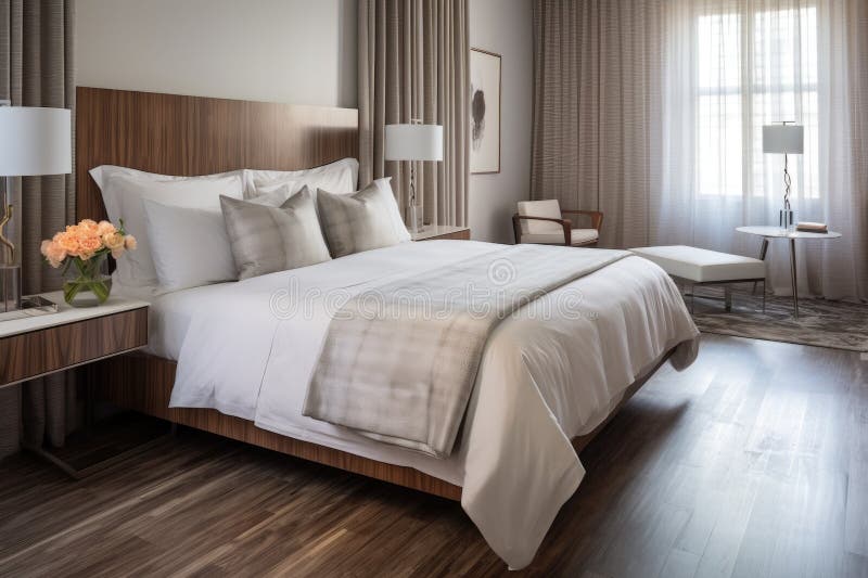 Hotel-style Bed with Crisp White Sheets Stock Illustration ...