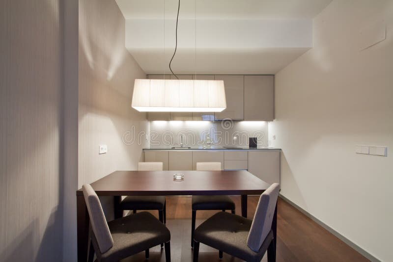 Luxurious Hotel Suite Kitchen Interior Stock Image - Image of table ...