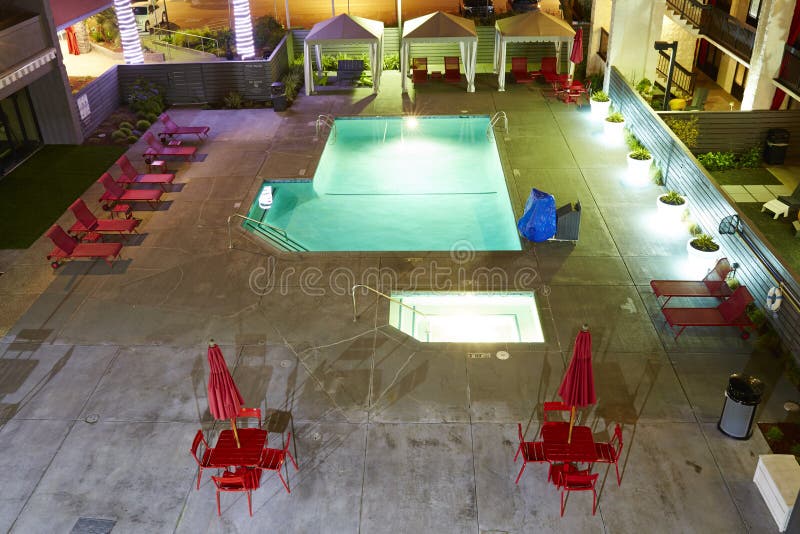 Hotel Swimming Pool at Night Stock Image - Image of pool, relaxing ...