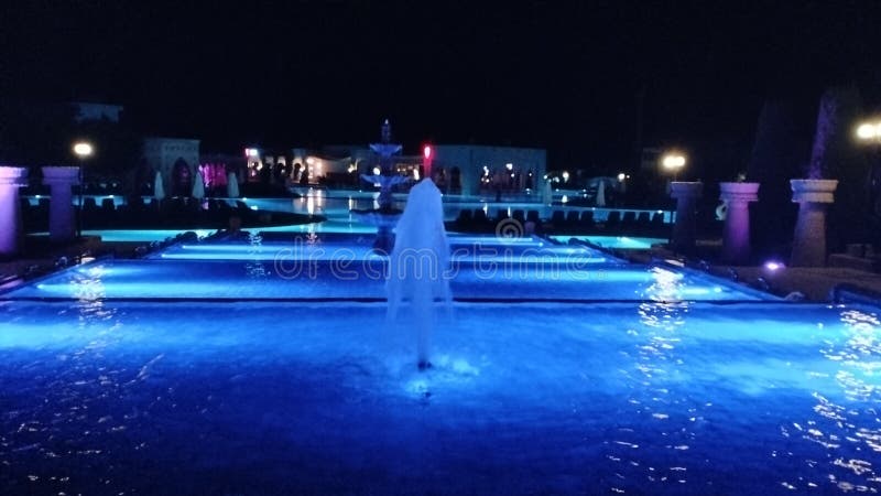 Hotel Swimming Pool at Night Stock Photo - Image of darkness, plaza ...