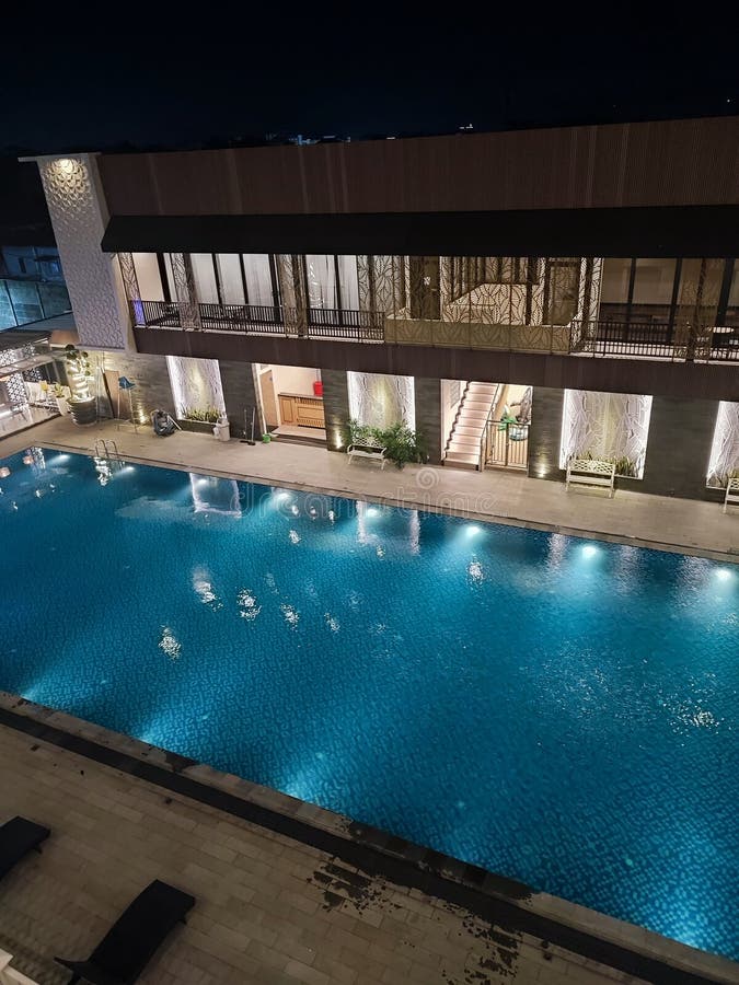 The Hotel Swimming Pool Seen from the Hotel Room Balcony Stock Image ...
