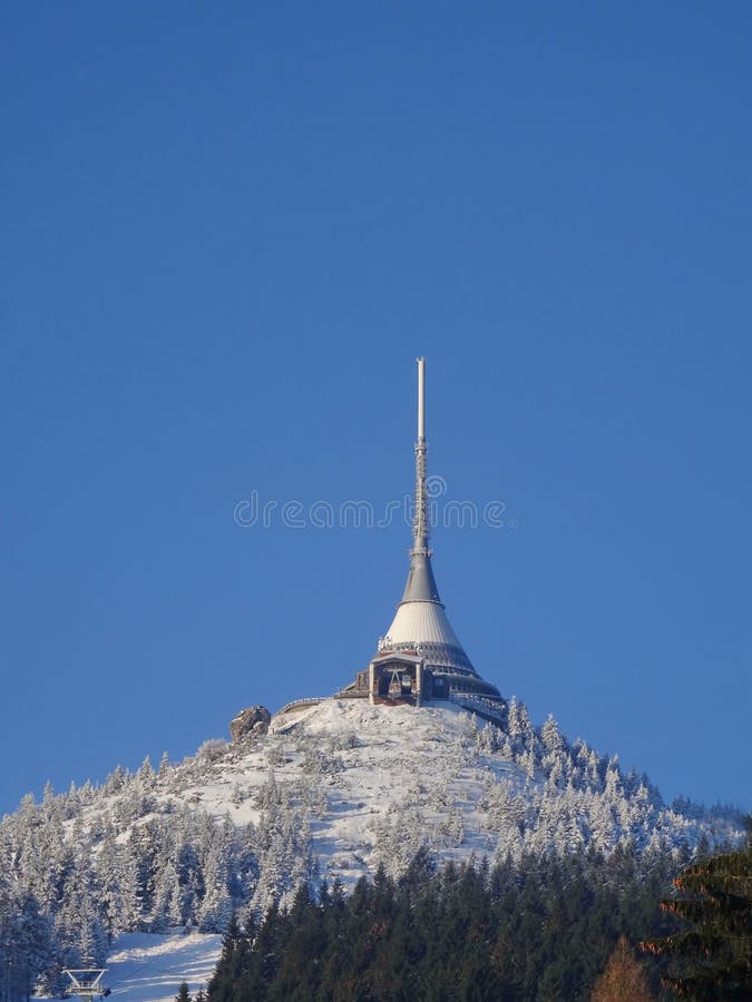 Hotel and Transmitter Jested with Stock Image - Image of frost ...