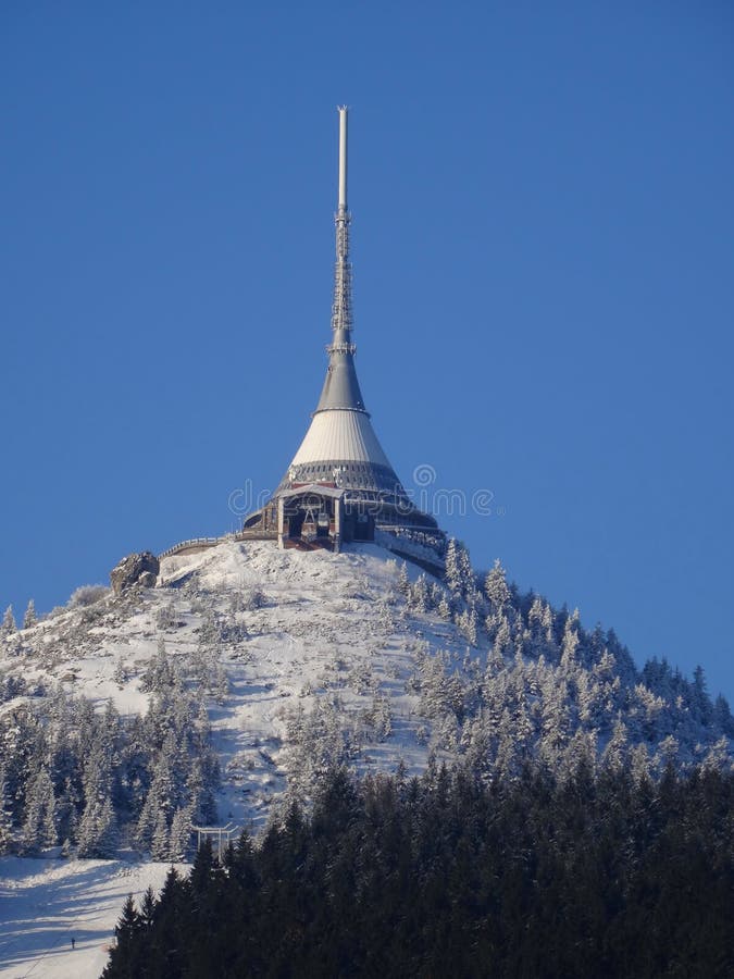 Hotel and Transmitter Jested with Stock Photo - Image of architecture ...