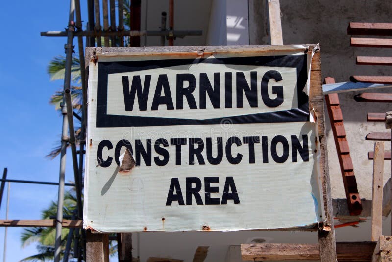 Hotel Under Construction, Warning Sign Stock Image - Image of ...