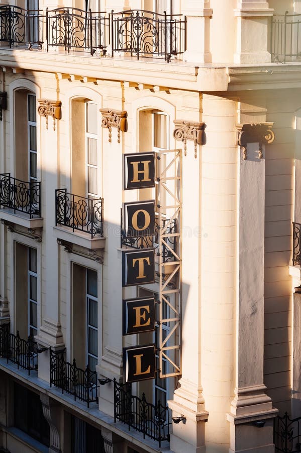 Hotel Vertical Sign on the Facade of Luxury Five Star Hotel in Central ...