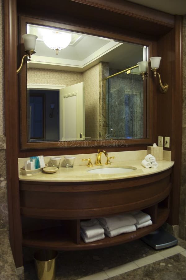 Hotel washroom stock photo. Image of towels, luxury, tiles - 5067934
