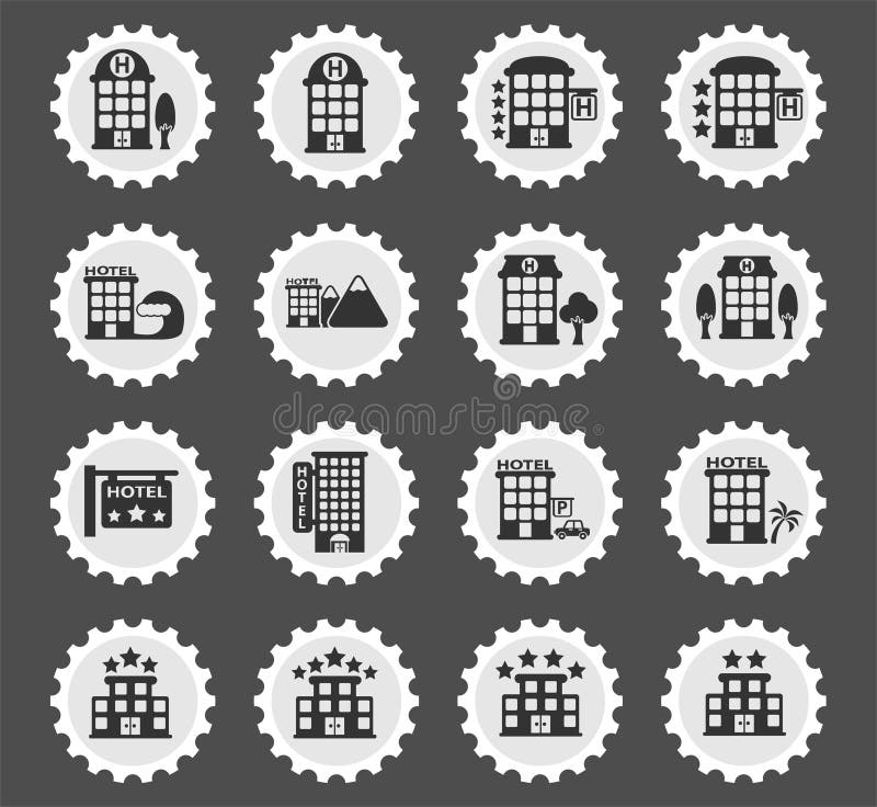 Hotel icon set stock vector. Illustration of tree, house - 128461034