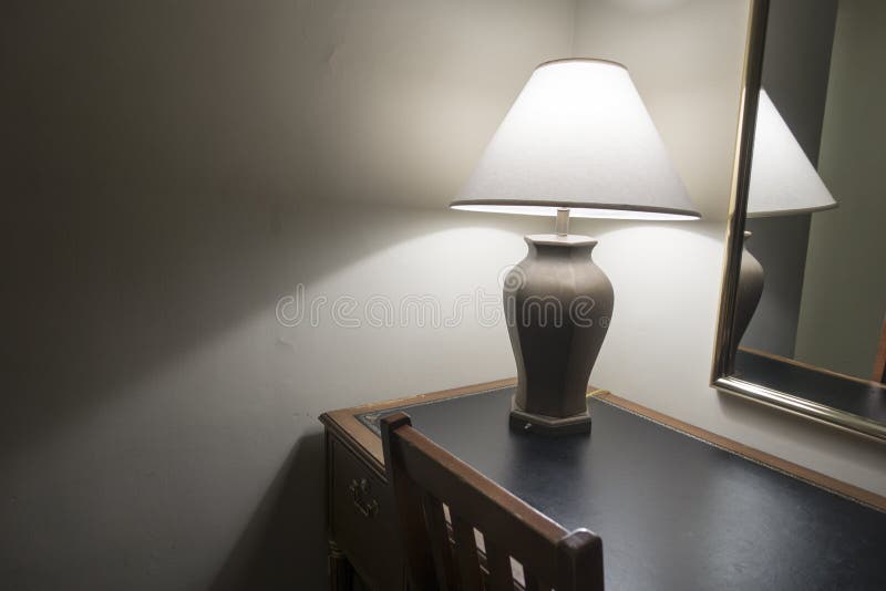 Classic Lamp on Desk White Bulb Lighted Stock Photo - Image of white ...