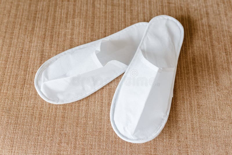 Hotel White Slipper, Top View Stock Photo - Image of couple, shoe ...