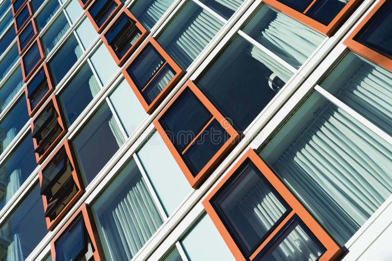 Hotel windows and curtains stock photo. Image of futuristic - 117016908