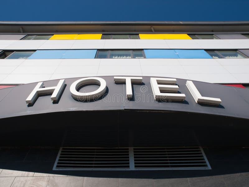 Hotel Word in the Facade of a Hotel Stock Image - Image of resort ...