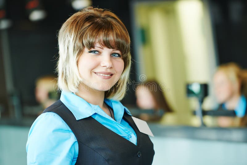 Hotel worker on reception stock image. Image of cheerful - 41006607