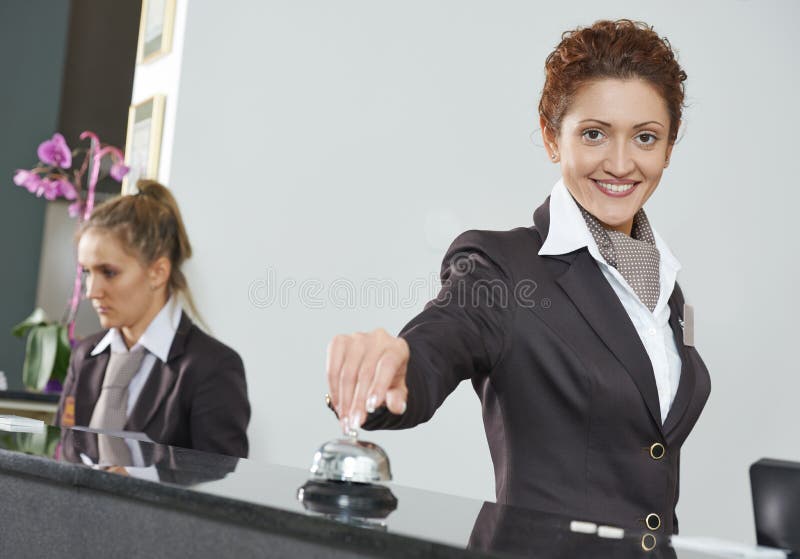 Hotel worker on reception stock image. Image of portrait - 46490067