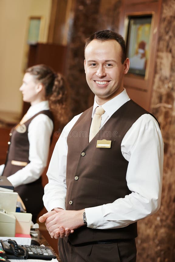 Hotel worker on reception stock image. Image of guest - 40288093