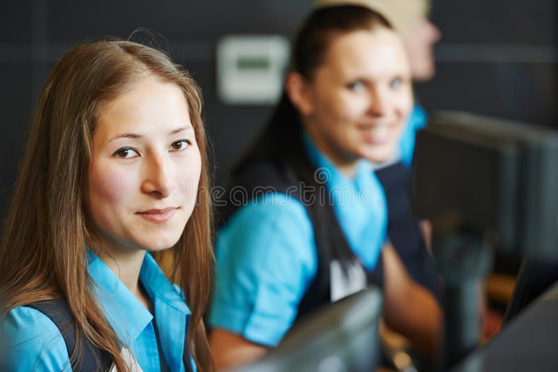 Hotel Worker on Reception or Help Desk Stock Photo - Image of female ...