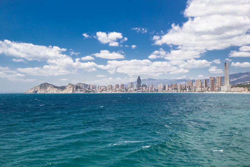 Hotels and Beach of Benidorm. Sky and Sea Stock Photo - Image of ...