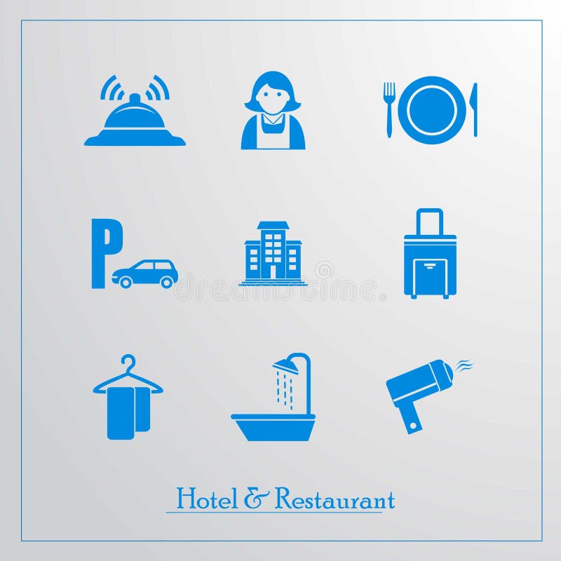 Hotels and Restaurant Icons Stock Vector - Illustration of mobile, apps ...