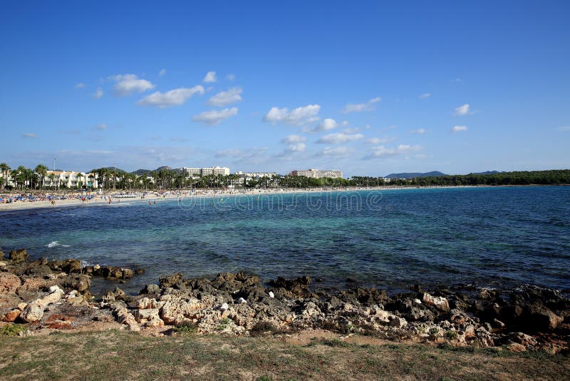 Hotels in the Sa Coma, Majorca, Spain Stock Image - Image of feature ...