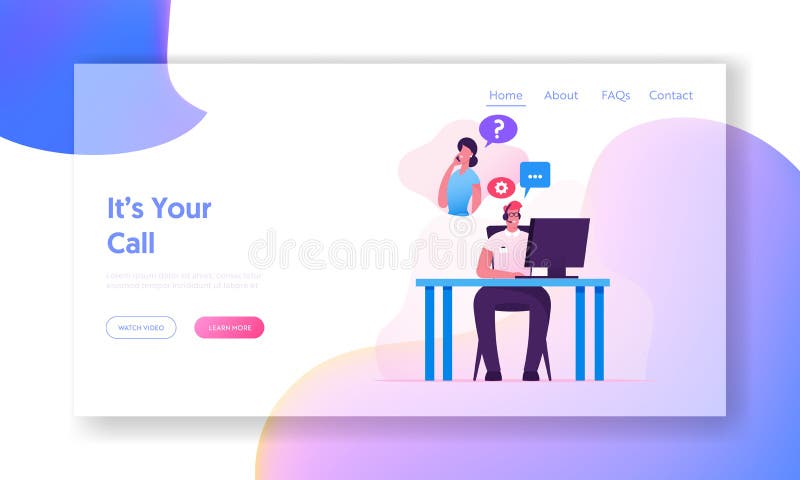 Hotline Call Center Website Landing Page. Technical Support Specialist ...
