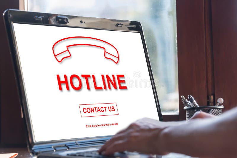 Hotline Concept on a Laptop Screen Stock Photo - Image of talk ...