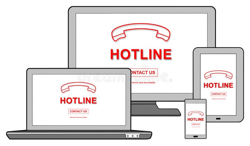 Hotline Concept on Different Devices Stock Illustration - Illustration ...