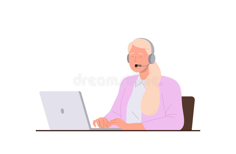 Hotline Operator Advisor Female Cartoon Character Consulting Solving ...