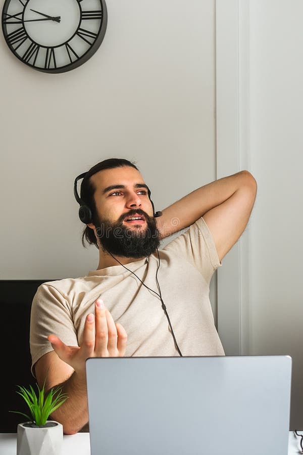 Hotline Operator. Portrait of a Customer Support Manager Wearing a ...