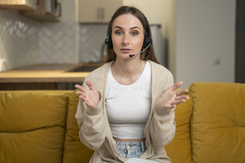 Hotline Operator. Portrait of a Friendly Customer Service ...