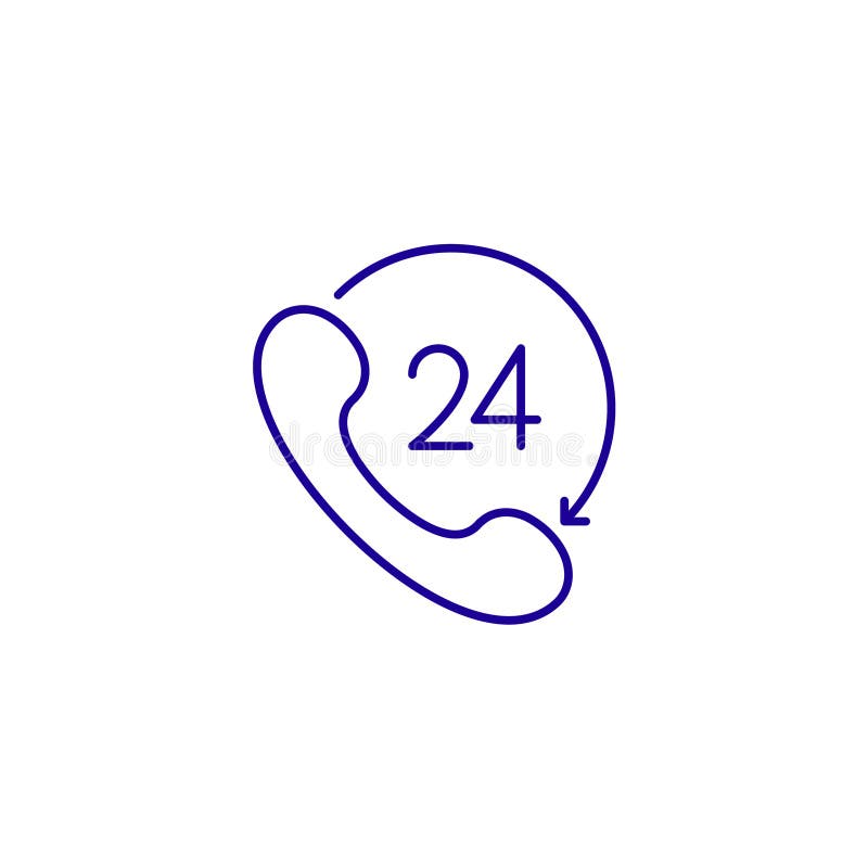 Hotline 24 Phone Line Icon. 24h 7 Phone Business Support Call Stock ...