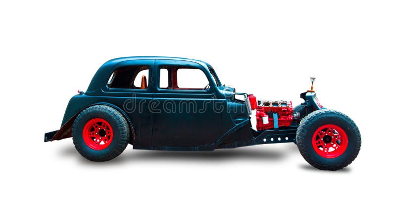 Classic Black Hotrod. White Background. Stock Photo - Image of drive ...