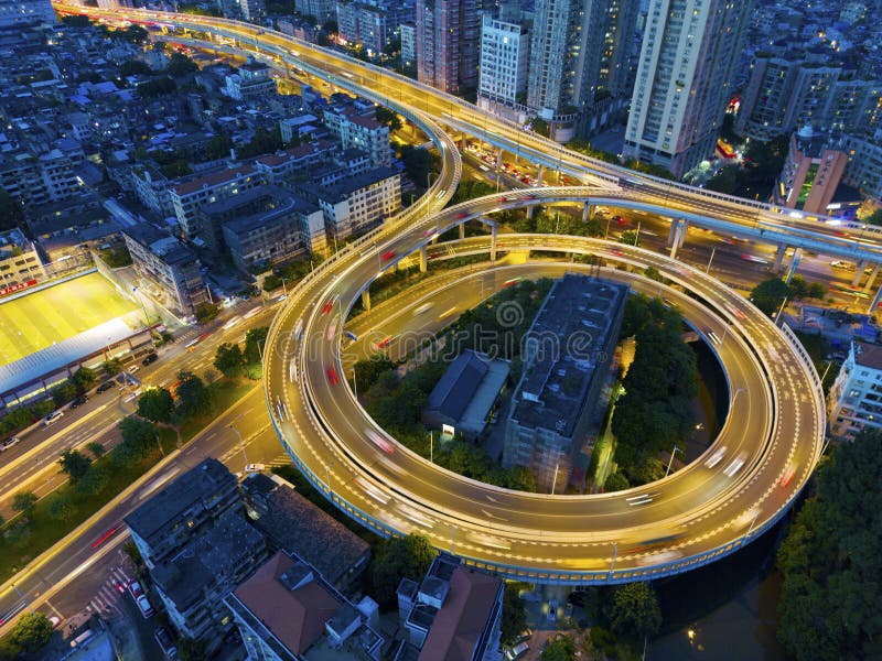 The Houde Road Interchange in the Evening Stock Image - Image of bridge ...