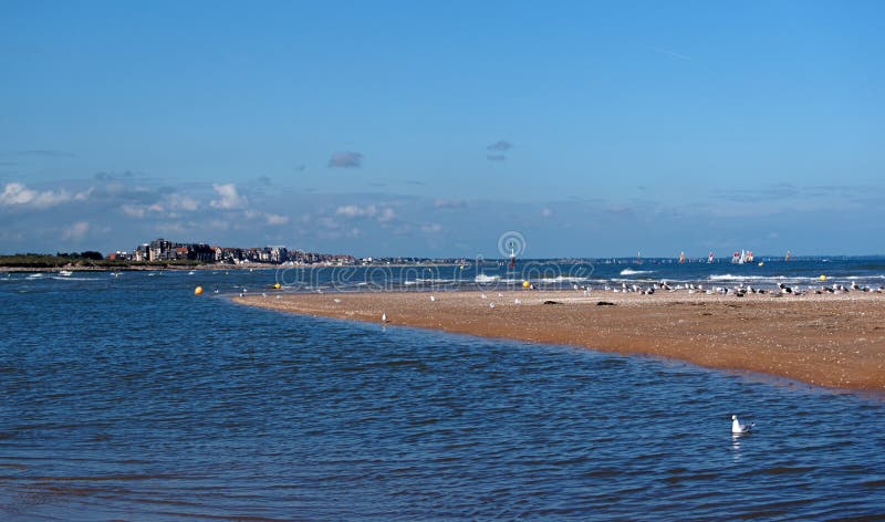 Houlgate beach in Normandy stock image. Image of cape - 43859721