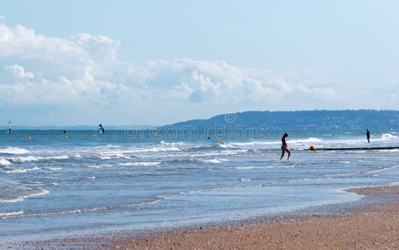 Houlgate beach in Normandy stock image. Image of cape - 43859721
