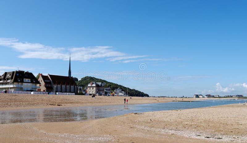 Houlgate beach in Normandy stock image. Image of cape - 43859721