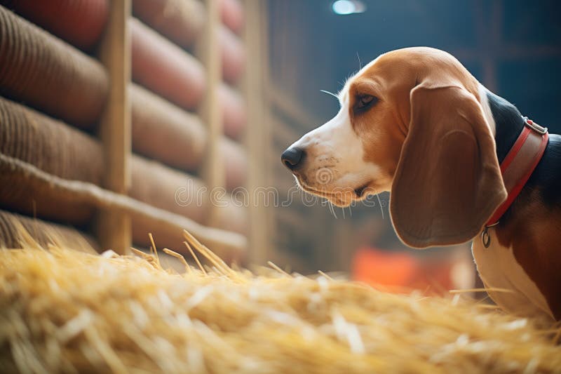 Hound Sniffing Around a Granary Stock Illustration - Illustration of ...