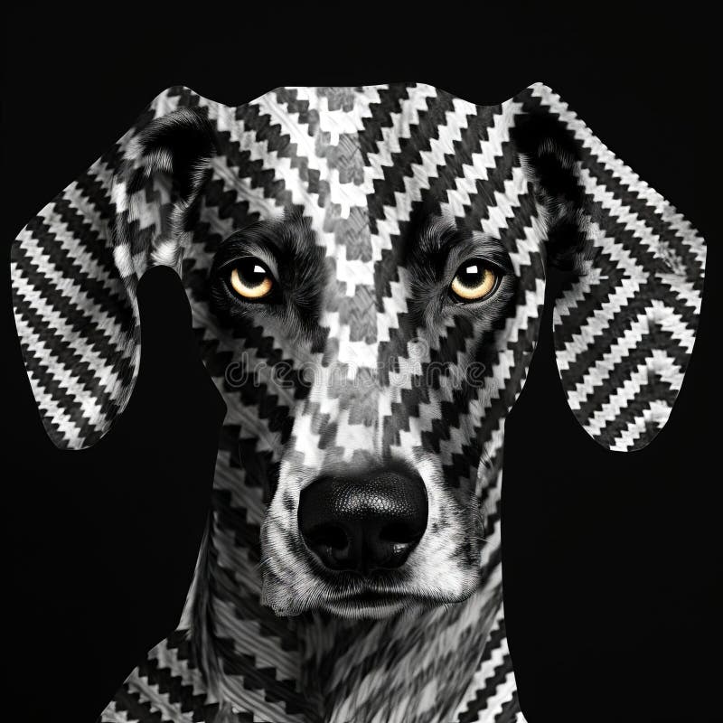 Bold Houndstooth Portrait of a Striking Black and White Dog Stock ...