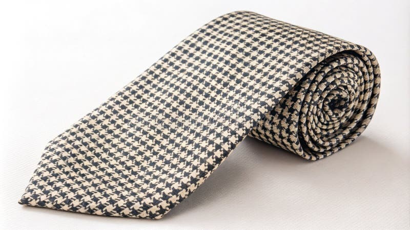 Houndstooth Pattern Tie Rolled Up on White Background Stock Photo ...