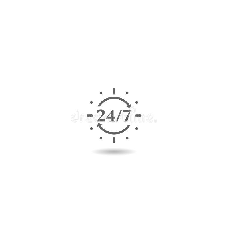 24 Hour Assistance Icon with Shadow Stock Vector - Illustration of time ...
