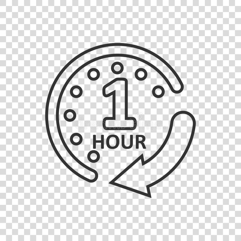 1 Hour Clock Icon in Flat Style. Timer Countdown Vector Illustration on ...