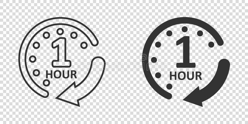 1 Hour Clock Icon in Flat Style. Timer Countdown Vector Illustration on ...