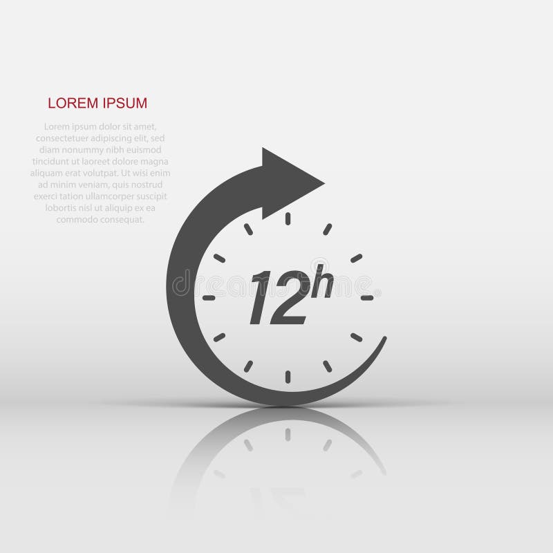 12 Hour Clock Icon in Flat Style. Timer Countdown Vector Illustration ...