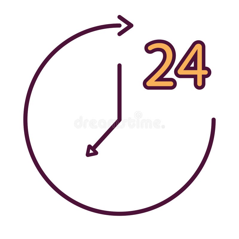 24 hour clock icon stock vector. Illustration of interval - 253301058