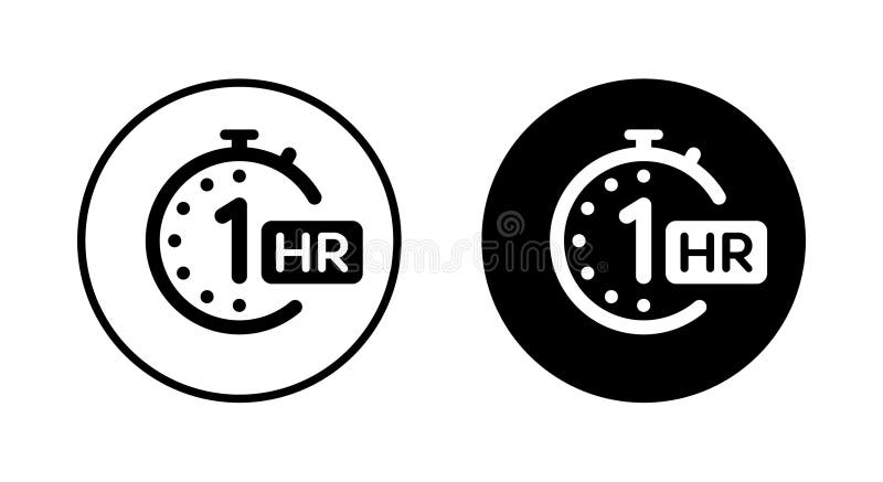 1-hour Clock Icon Vector. Free Time Symbol Concept Stock Vector ...