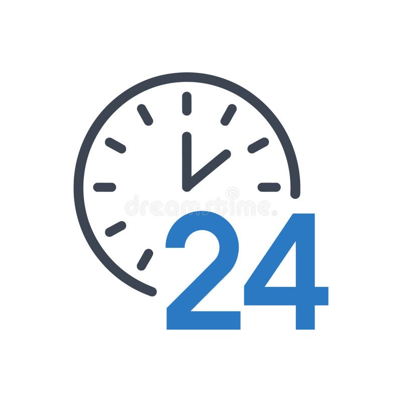24 Hour Clock Icon stock illustration. Illustration of schedule - 361729119