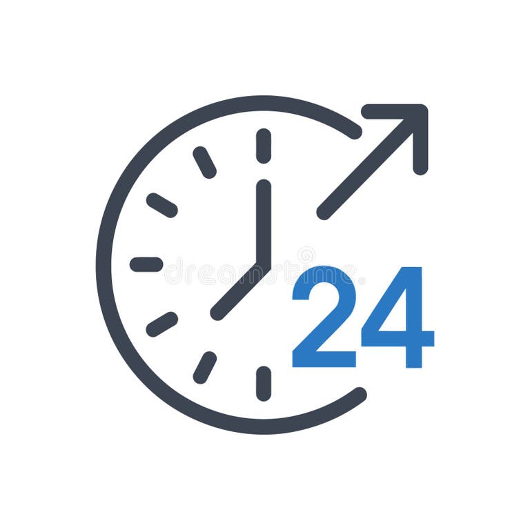 24 Hour Clock Icon stock vector. Illustration of icon - 361729301