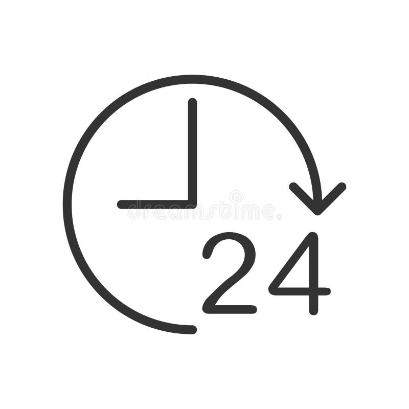 24 Hour Clock Outline Vector Icon Stock Vector - Illustration of icon ...