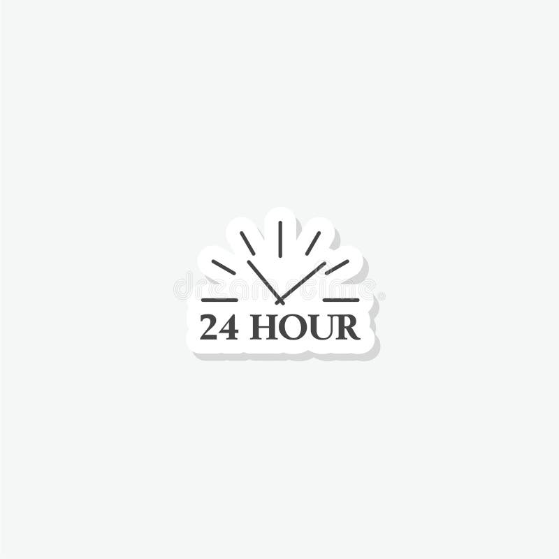 24 Hour Clock Sticker Icon Isolated on White Stock Vector ...